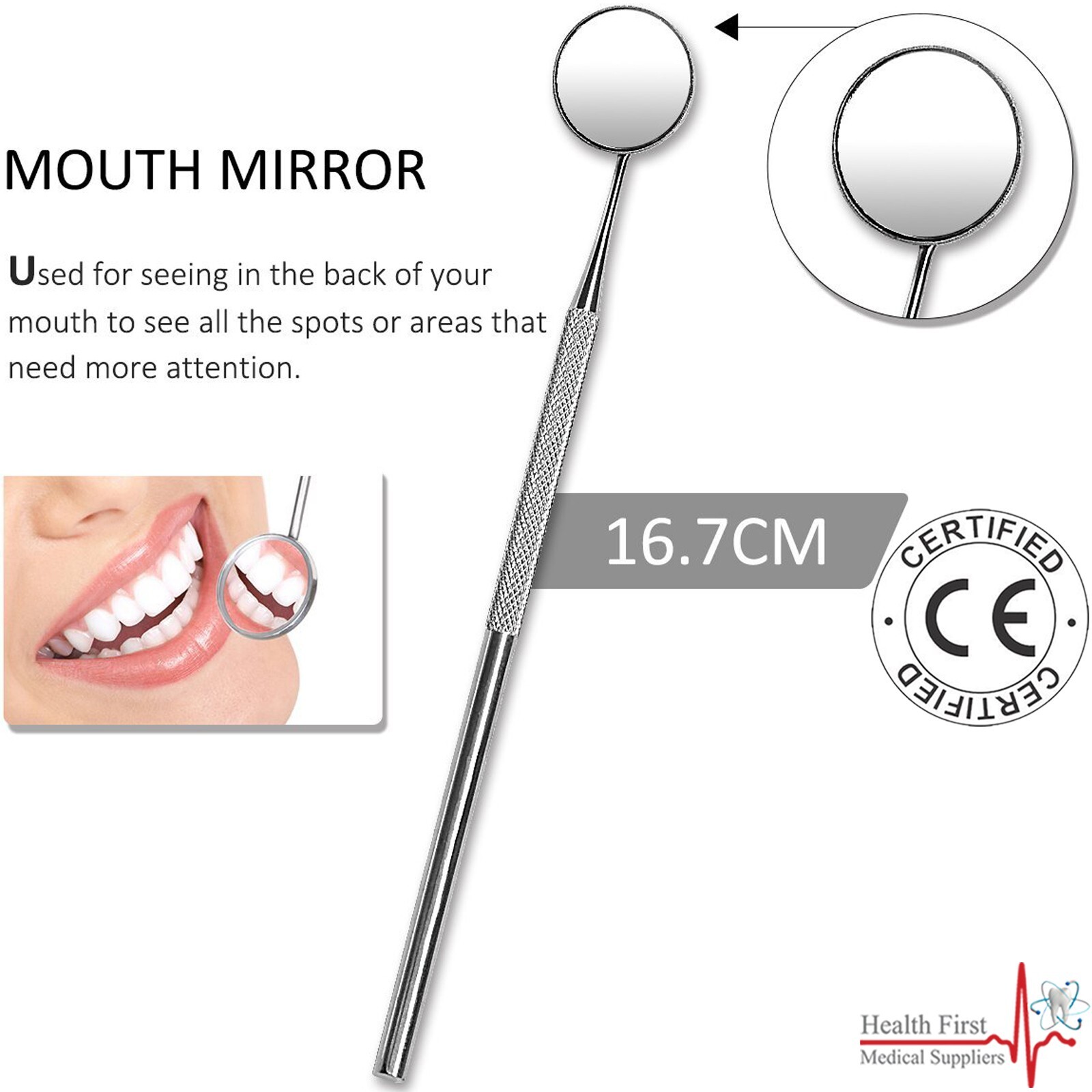 Dentist Dental Mirror with Handle Excellent Quality Dental Surgical ...