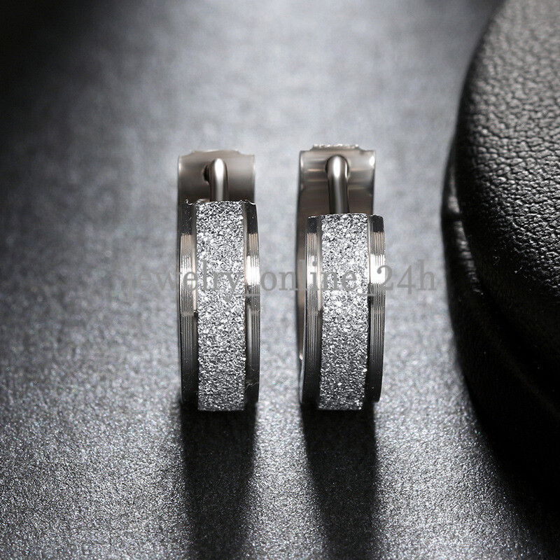 Charm Men Women Gold Silver Stainless Steel Small Huggie Hoop Earrings ...