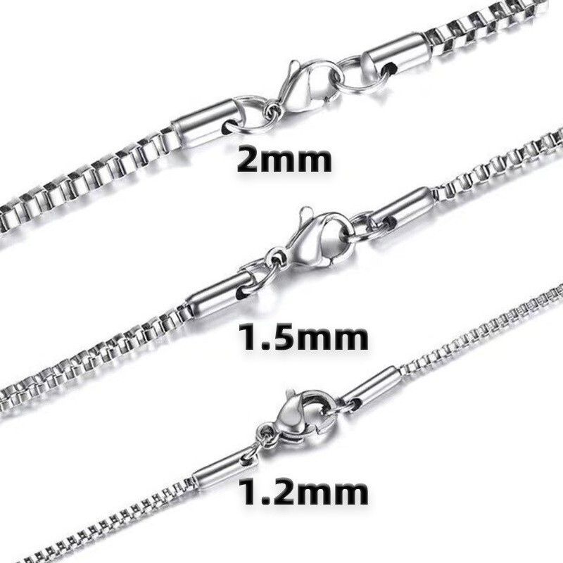 16-40"MEN Stainless Steel 2mm/3mm/4mm/5mm/7mm Silver Smooth Box Chain ...