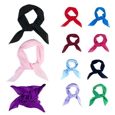 Square Chiffon Scarves Women Plain Neck Scarf 50s Retro lightweight ...