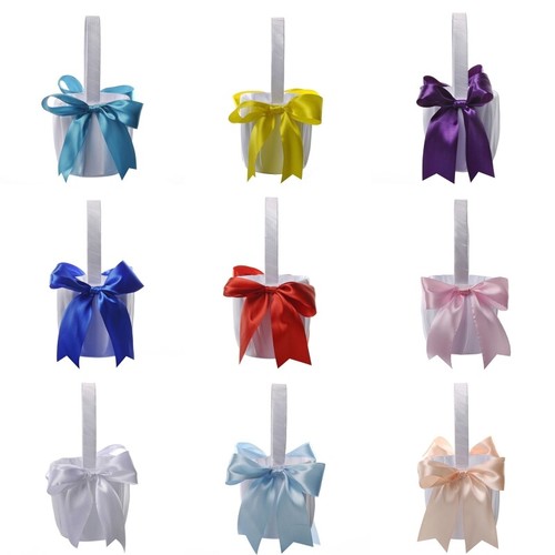 Flower Girl Basket Small Flower Baskets Ribbon Bows for Wedding ...