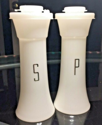 *NEW* TUPPERWARE *USA* VINTAGE STOCK Large Hourglass 6" Salt & Pepper ...