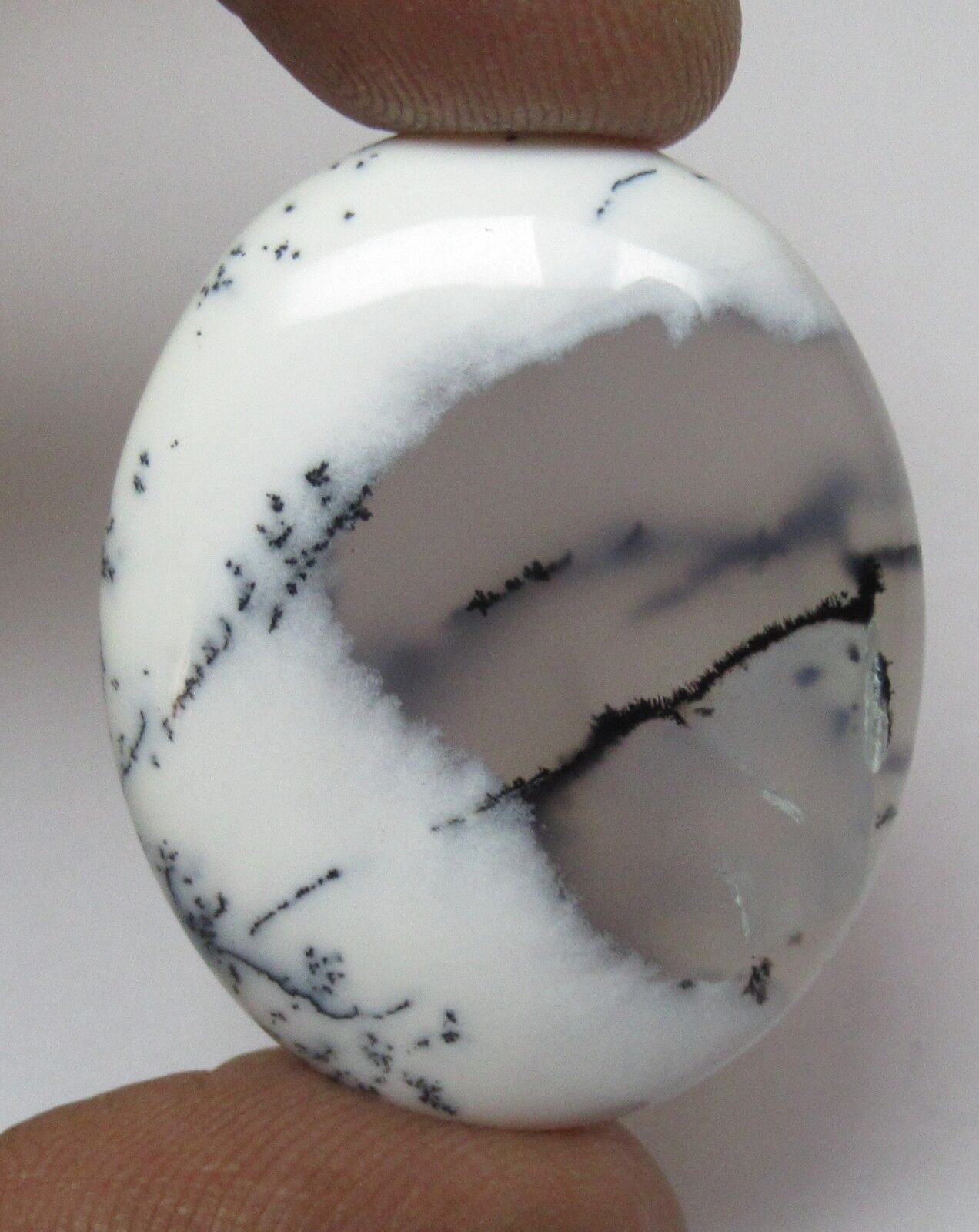 43.50 CTS NATURAL WHITE DENDRITE OPAL CABOCHON OVAL SHAPE LOOSE ...