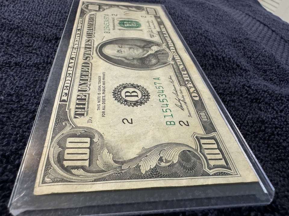 Vintage 1969 ONE HUNDRED DOLLAR NOTE Series A Mis Cut Error Old Style vintage-1969-one-hundred-dollar-note-series-a-mis-cut-error-old-style
