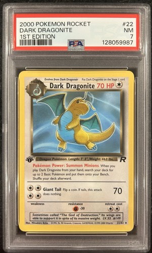 2000 Pokemon Neo Genesis 1st Edition Dark Dragonite NON HOLO Rare PSA 7 ...