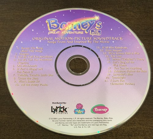 Barney's Great Adventure Soundtrack (Children) CD, Mar-1998, Lyrick ...