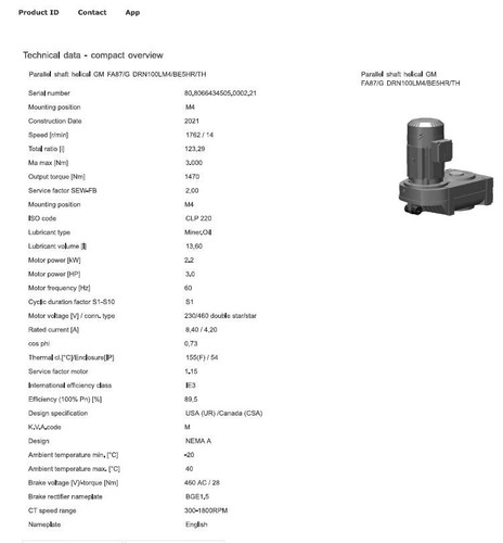 SEW eurodrive gear motor FA87/G DRN100LM4/BE5HR/TH | eBay