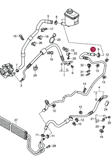 95534743910 Hose Oil Power Steering PORSCHE Cayenne S 4.8 283KW 5P B ...