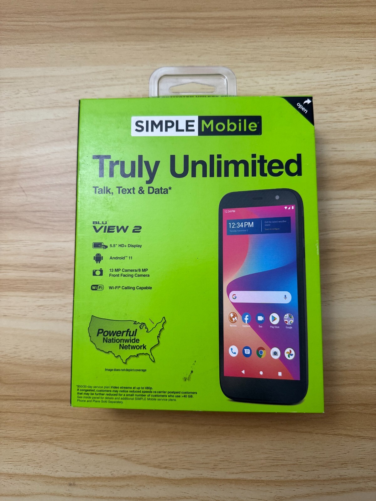 TracFone Prepaid BLU View 2, B131DL, 32GB, Black -New