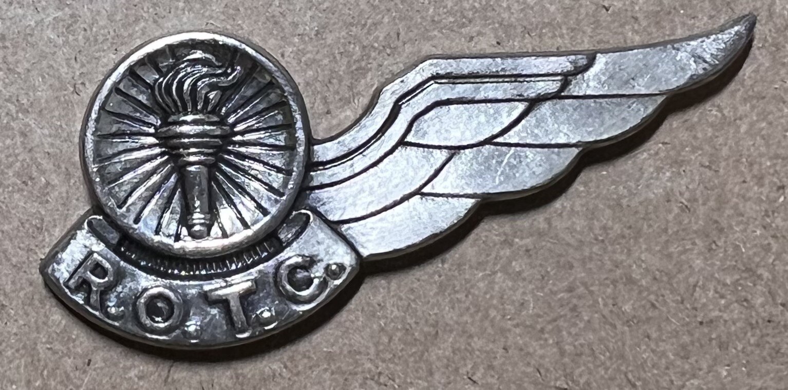 STERLING WWII U.S. ROTC PILOT WINGS BADGE INSIGIA 1-3/4” SIZE PIN-BACK ...