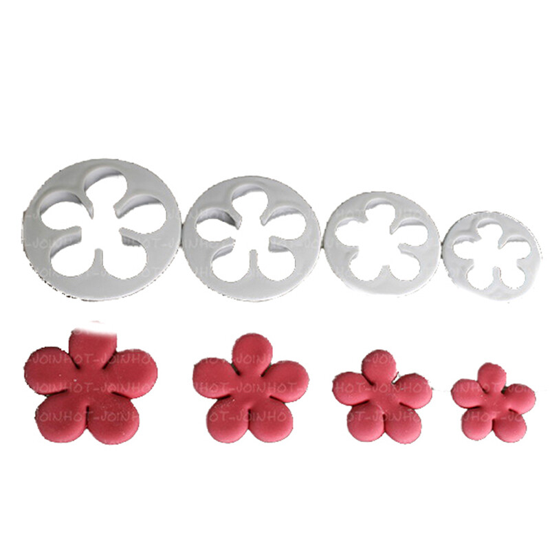 4pcs Rose Flower Fondant Cake Cutter Mold Sugarcraft Baking Decorating ...