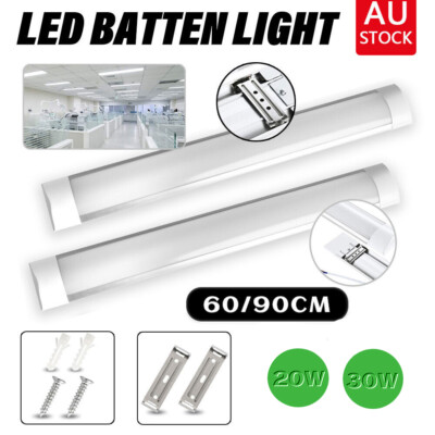 LED Slim Ceiling Batten Tube Light 20W/30W 60CM/90CM Linear Fluro ...