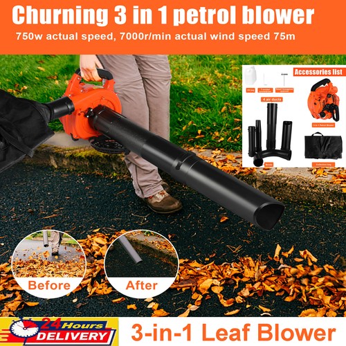 🧡Air Leaf Blower Gas Powered Snow Blower 665CFM 26CC/30CC/43CC 2-Stroke ...