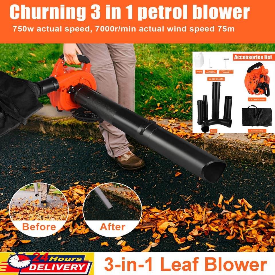🧡Air Leaf Blower Gas Powered Snow Blower 665CFM 26CC/30CC/43CC 2-Stroke ...