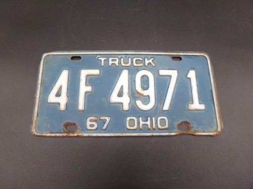 Vintage 1967 Ohio Truck License Plate 4F 4971 | eBay