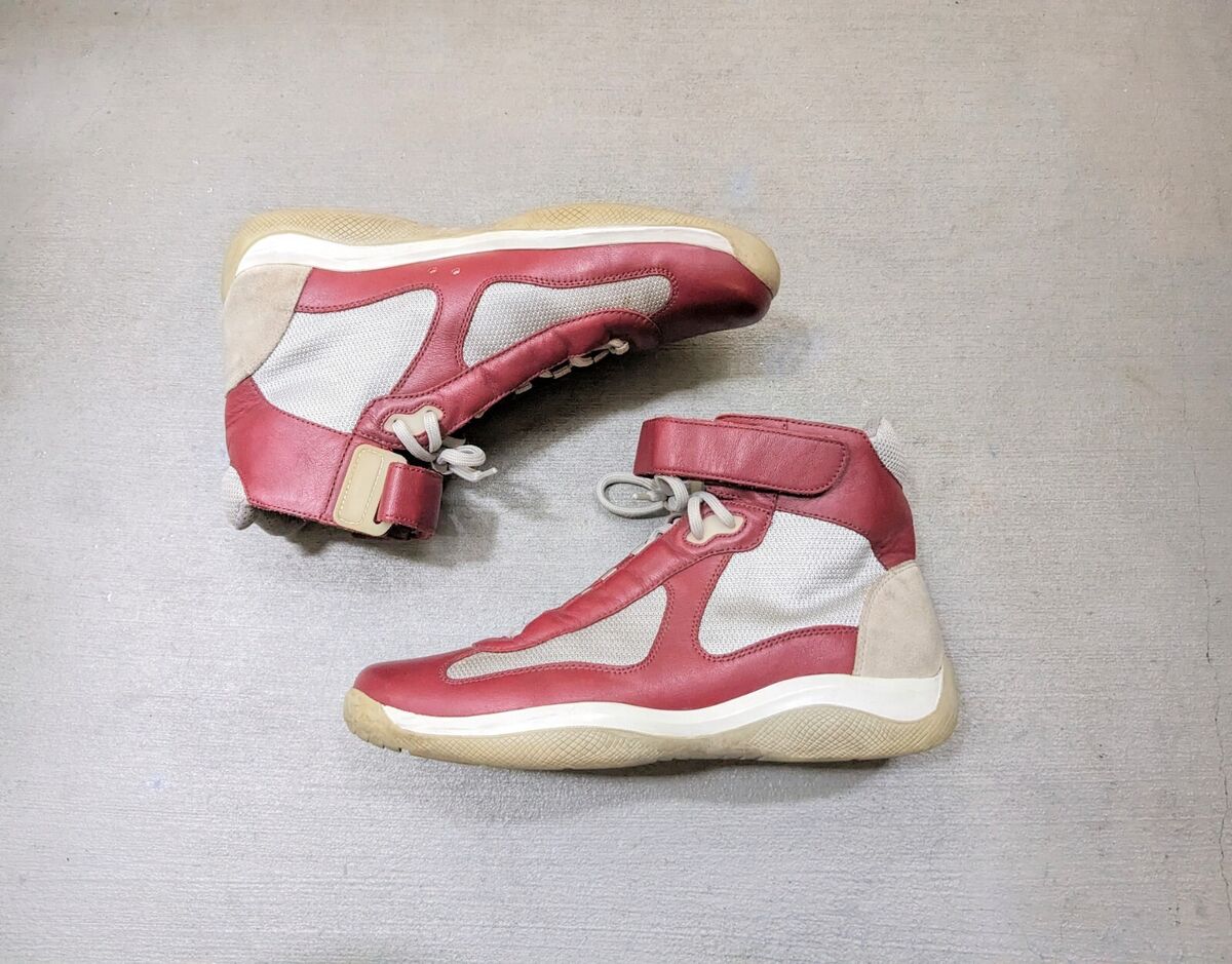 Prada America's Cup Sneakers Men 11.5 Burgundy Leather Prada America's Cup Sneakers Men 11.5 Burgundy Leather