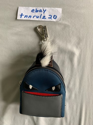 FENDI Black Navy Gray Monster Bug Backpack Bag Charm Keychain | eBay