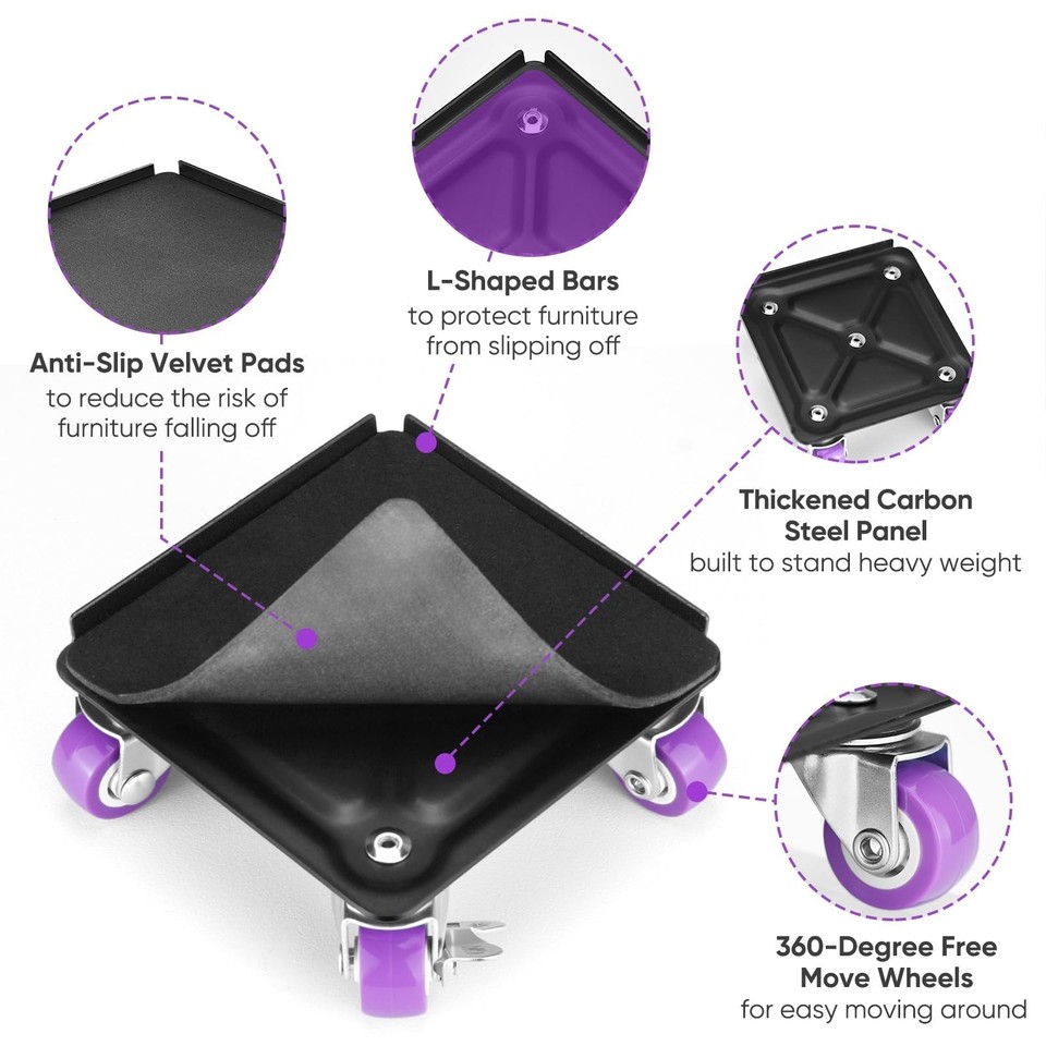 Heavy Duty Furniture Movers with Wheels, Carbon Steel Furniture Moving ...