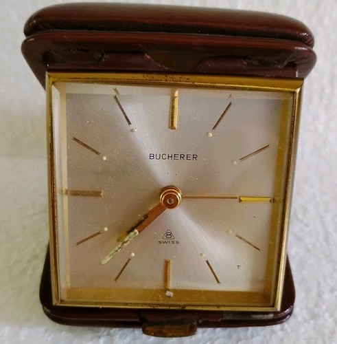 Vintage Bucherer Swiss movement folding travelling alarm clock in ...