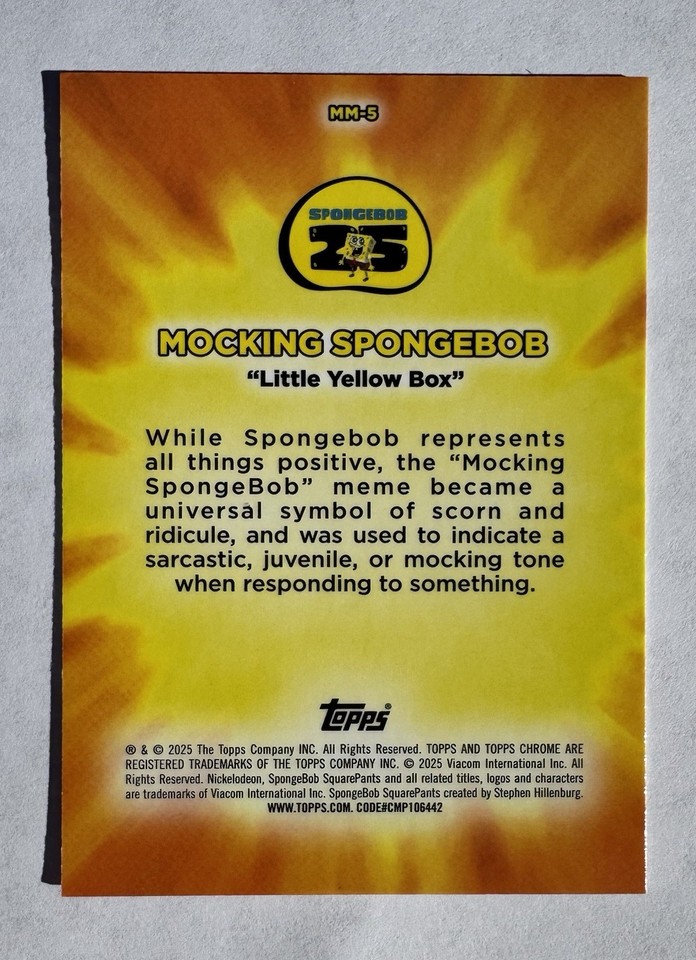 2025 Topps Chrome SpongeBob Masterful Memes Mocking Spongebob | eBay
