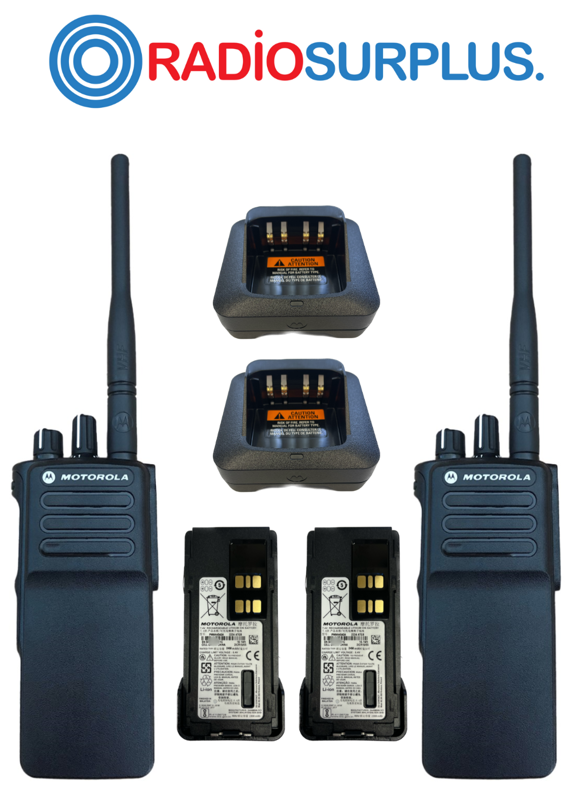 2x Motorola XPR7350e VHF Radio AAH56JDC9WA1AN, Antenna Battery ...