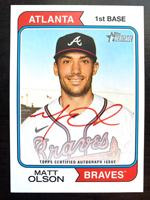 2023 Topps Heritage Real One #MO Matt Olson On Card Red Ink Autograph ...