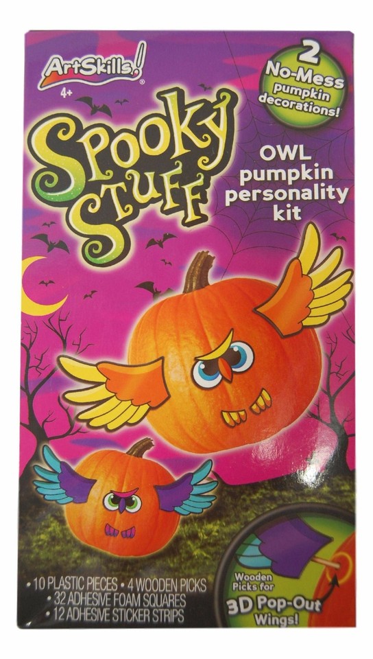 Spooky Stuff Pumpkin Personality Kits - Make 2 Bats, 2 Owls - No Mess ...