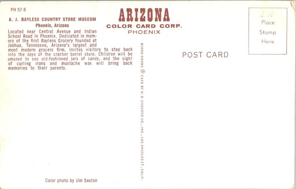 VINTAGE POSTCARD THE A. J. BAYLESS COUNTRY STORE MUSEUM AT PHOENIX ...