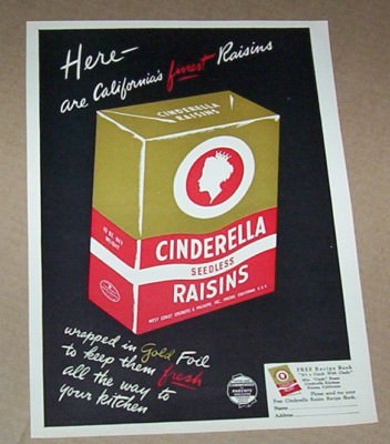1947 print ad page - Cinderella Kitchens Raisins- Fresno California ...