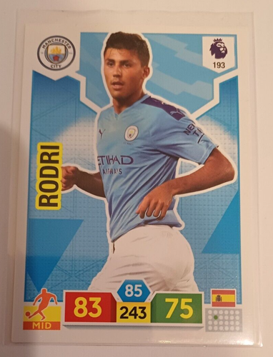 Carte Card Carta RODRI n°193 MANCHESTER CITY PANINI PREMIER LEAGUE 2019 ...