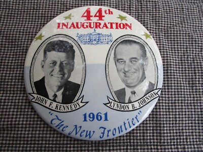 VINTAGE LARGE 6" JOHN KENNEDY ORIGINAL PIN PINBACK BUTTON PRESIDENT ...