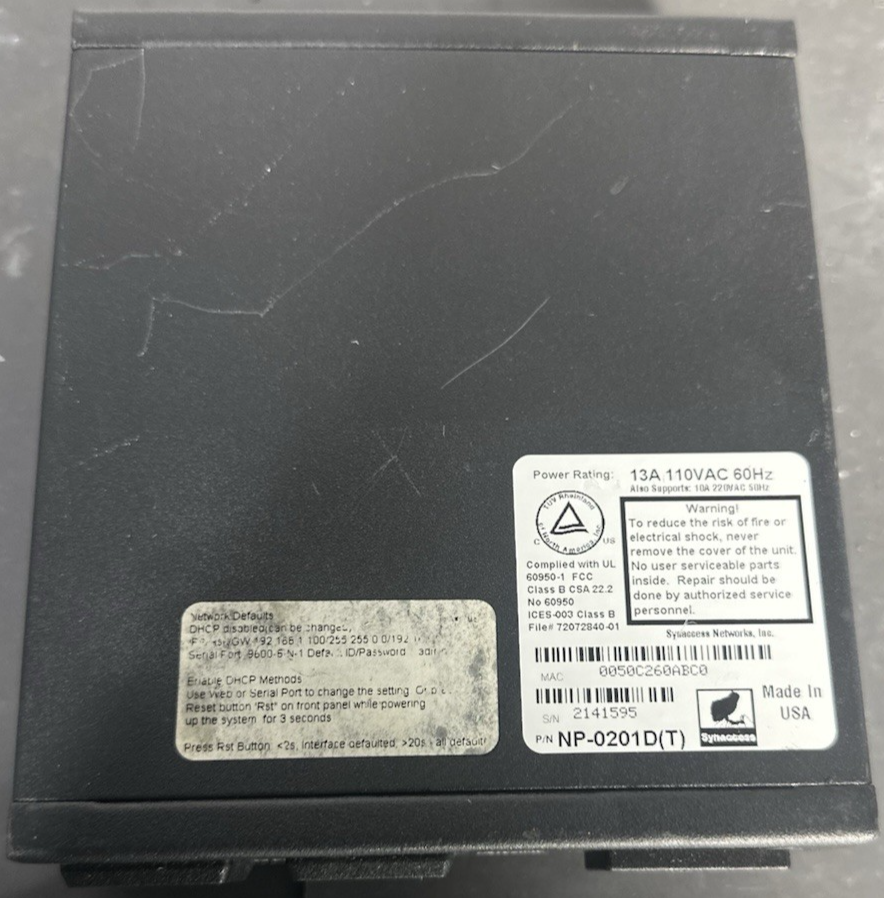 SynAccess Networks NP-0201D(T) NetBooter Power Distribution Unit - As ...