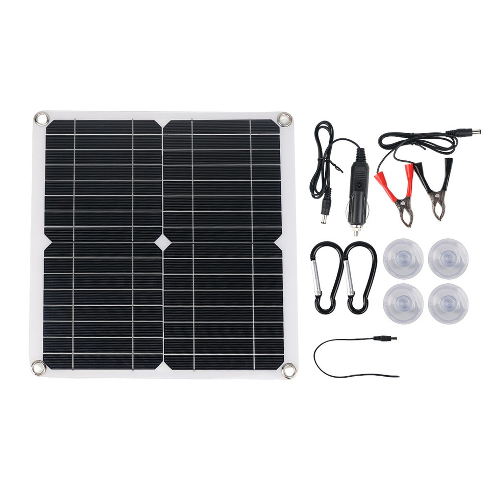 100W Solar Panel Set Trickle Battery Charger Kit 18V For Car Van ...