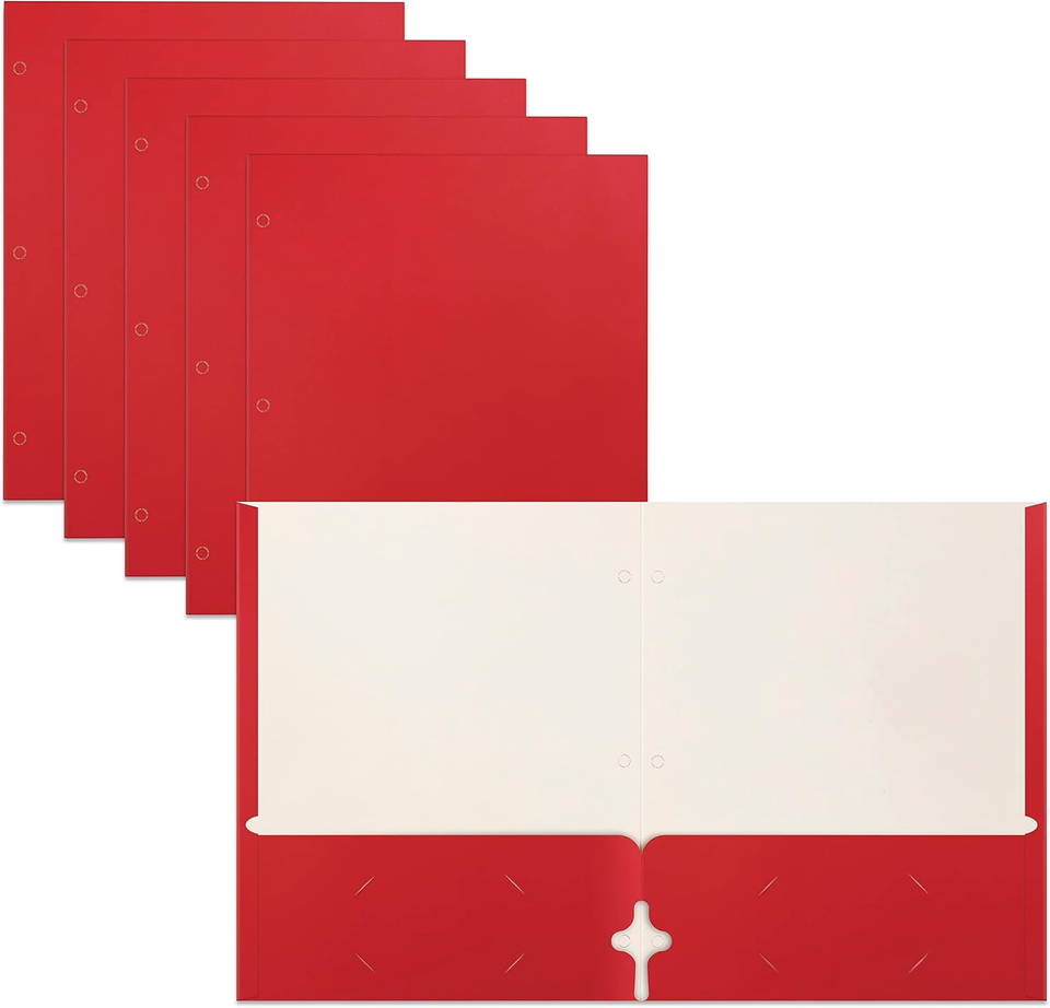 Two Pocket Portfolio Folders, 50-Pack, RED, Letter Size Paper Folders ...