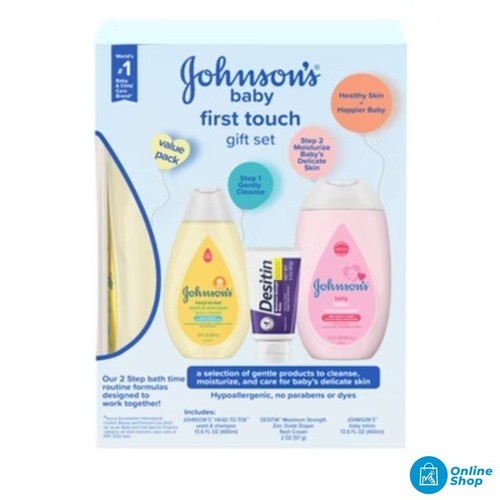 Johnson's Baby Gift Set: Bath Wash, Shampoo, Lotion, Diaper Cream - 3ct ...