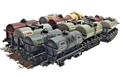 OO Gauge Tanker Wagons Rake of 12 Bachmann Trix Kadee Triang Shell Esso ...