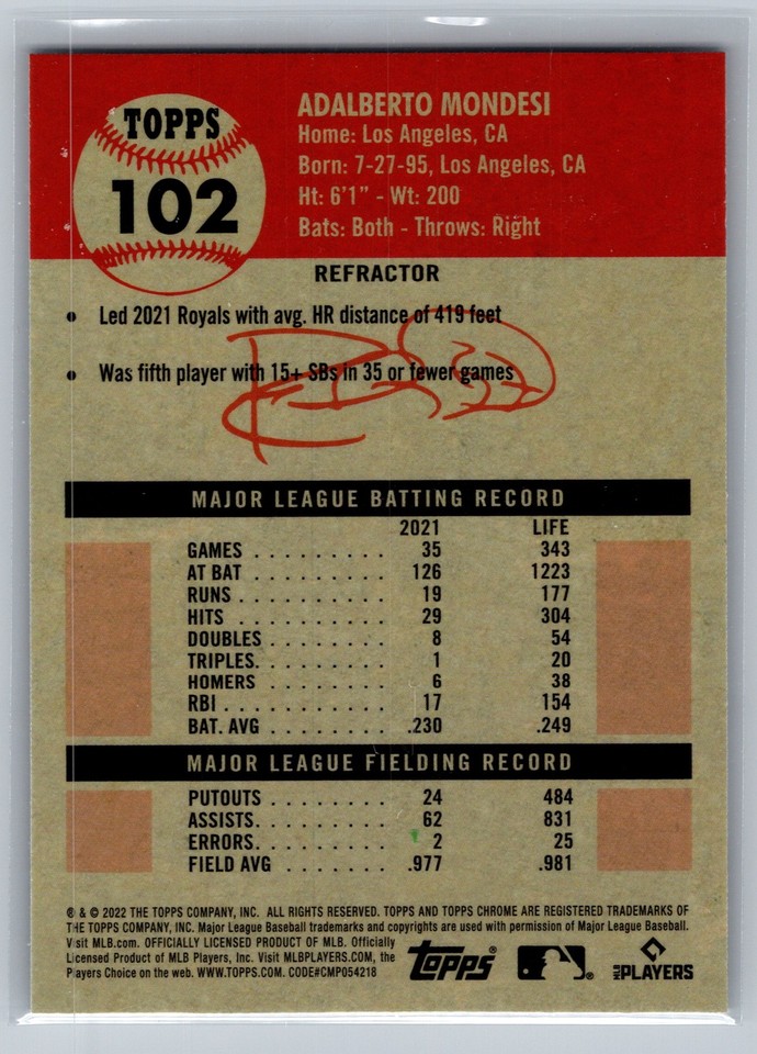 2022 Topps Chrome Platinum Anniversary Refractor Adalberto Mondesi | eBay