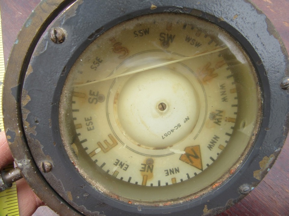 WW2 ERA BRASS SHIPS MARINE COMPASS GIMBAL MOUNTED | eBay