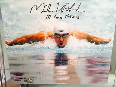 MICHAEL PHELPS Signed Autograph 8x10 Photo Inscribe 18 Gold Medals TRI ...