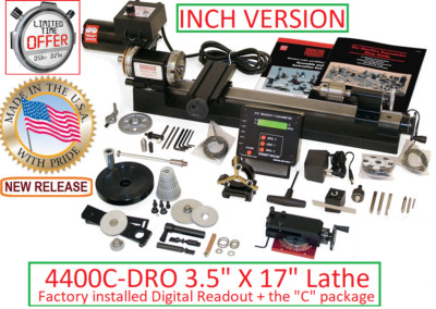 SHERLINE 4400C-DRO 3.5" X 17" LATHE INCH Factory installed DRO ...
