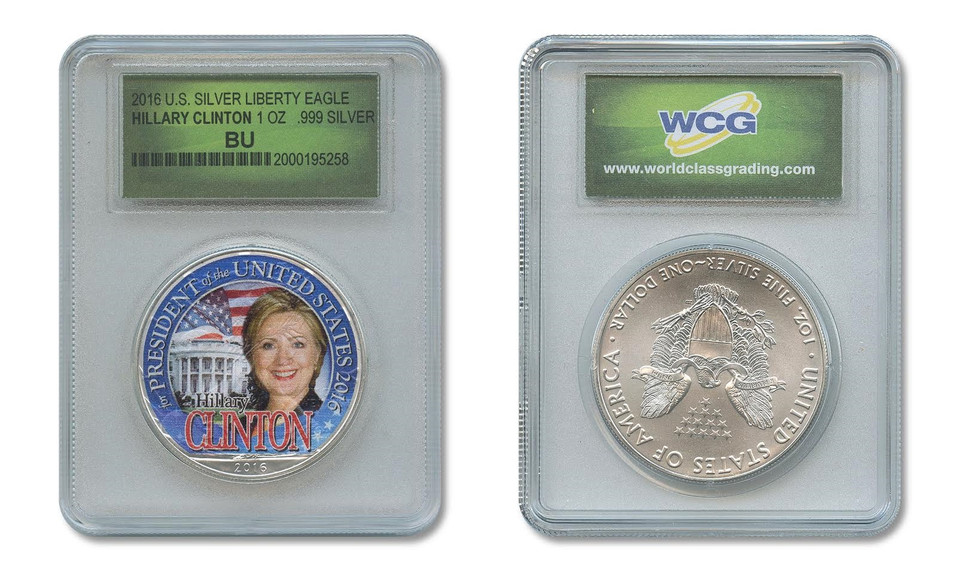 HILLARY CLINTON For President Year 1 OZ SILVER AMERICAN EAGLE Coin in ...
