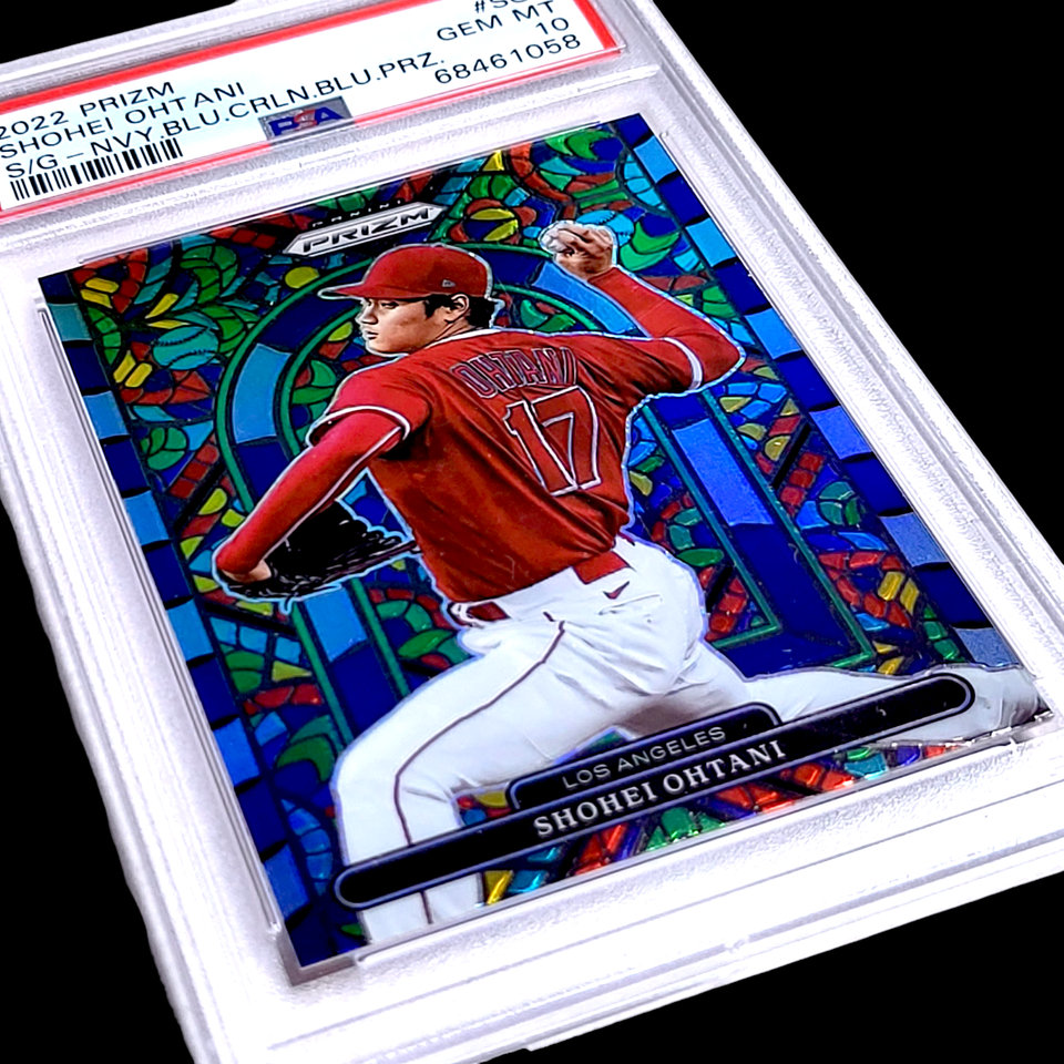 2022 Prizm SHOHEI OHTANI Stained Glass Navy Carolina Blue SSP Hot Box PSA 10 GEM | eBay