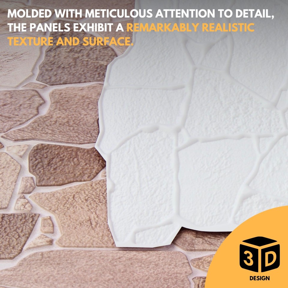 Stone Brick Effect PVC Plastic Wall Covering Panels Decorative Cladding ...