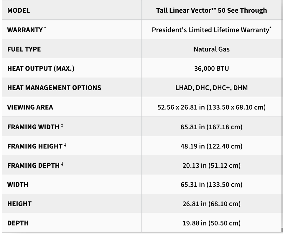 Napoleon Tall Linear Vector 50" SeeThru Fireplace, w/ Luminous Logs NG ...