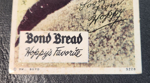 Hopalong Cassidy Bond Bread promo trading card 1950's advertising Wm ...