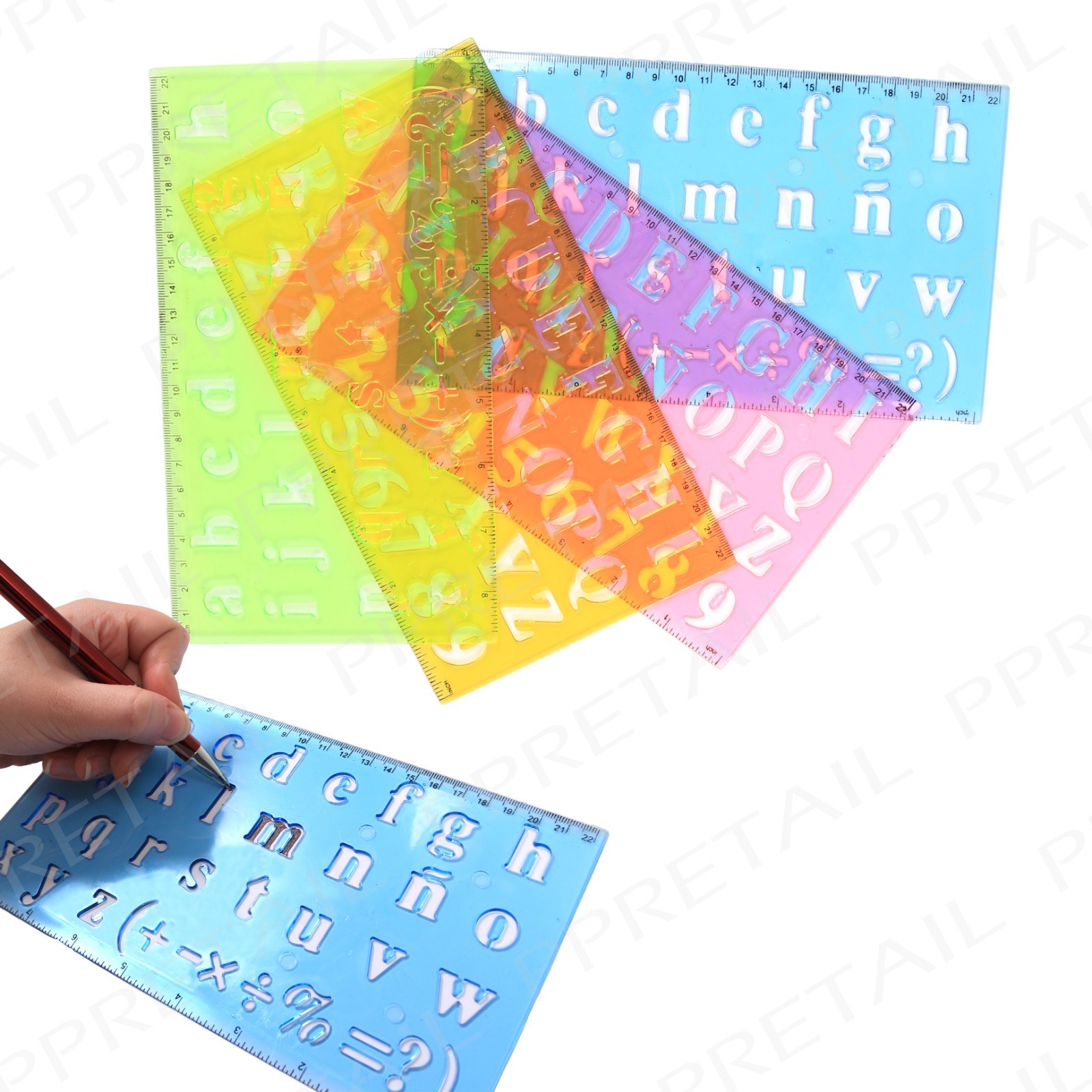 8PC Translucent Plastic Lettering Stencil+FOR POSTERS SIGN WRITING ...