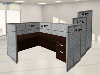 GOF 1P Office Workstation Cubicle w/ Desk (Mahogany, 5'D x 6'W x 4', 5 ...