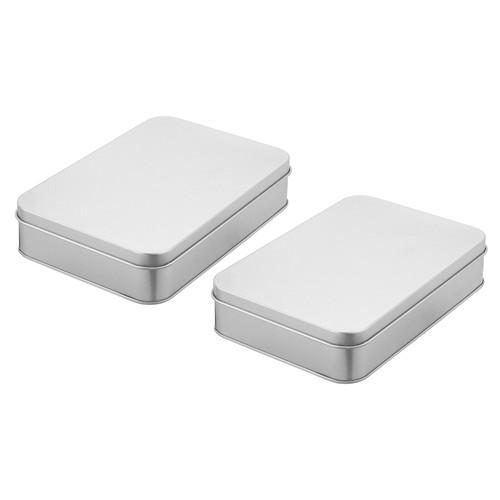 Metal Tin Box Containers, 2Pcs 6.3x4.3x1.4 Inch Portable Storage Box ...