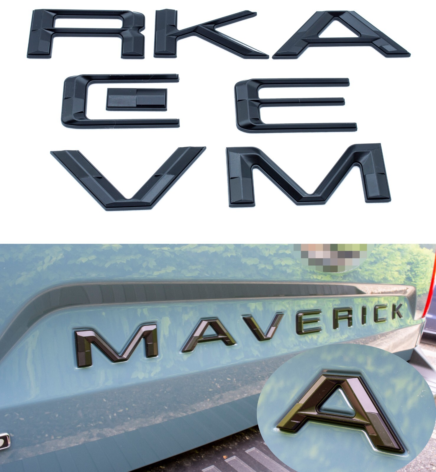 2022-2024 Ford Maverick Matte Black Tailgate Insert Letters Badge For ...