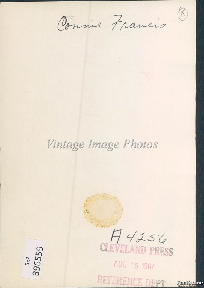 1967 Cleveland Connie Francis Press Reference 5X7 Historic Vintage ...